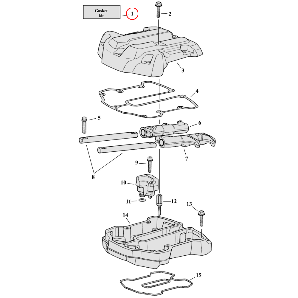 Rocker Box Parts Diagram Exploded View til Harley Milwaukee Eight